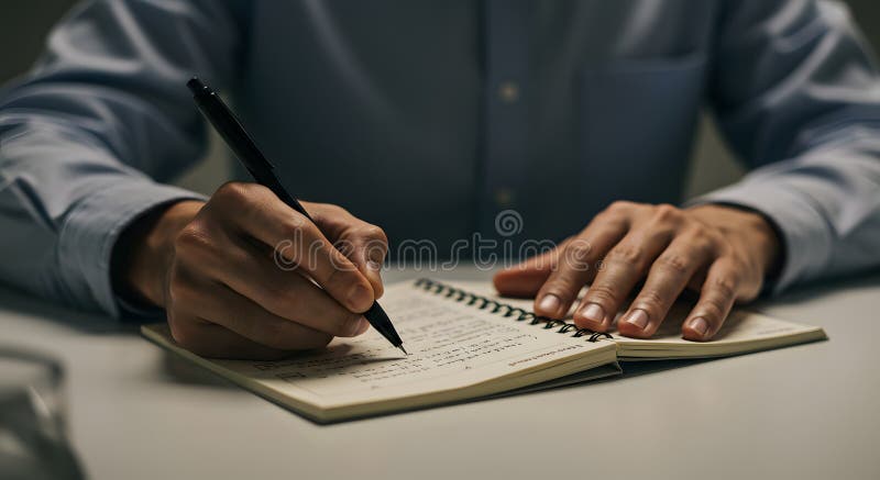 Handwriting in Notebook stock photo. Image of list, hand - 370891364