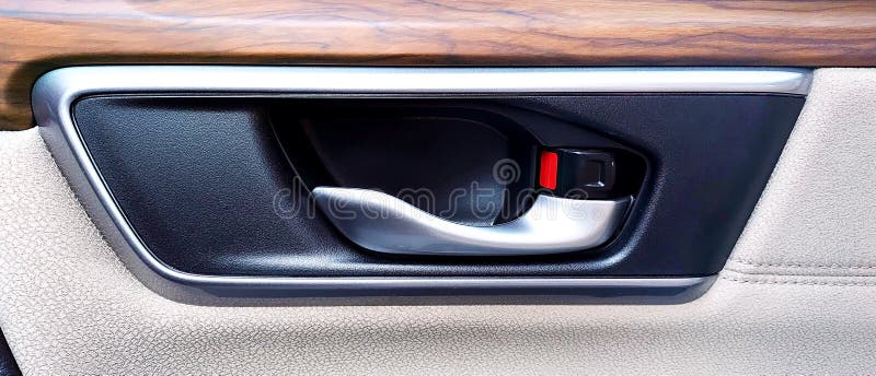 Close-up Shot of a Car Door Handle. Inside Door Lever. Stock Image ...