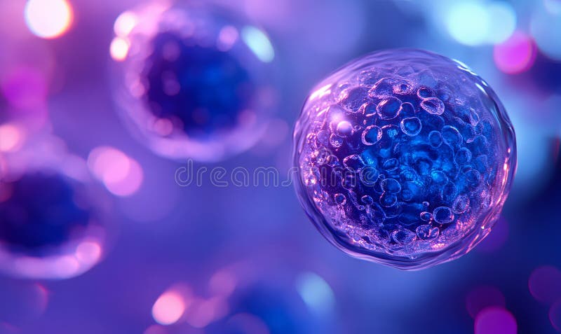 A Close-up Image of a Single Cell, Surrounded by Other Cells, Glowing ...