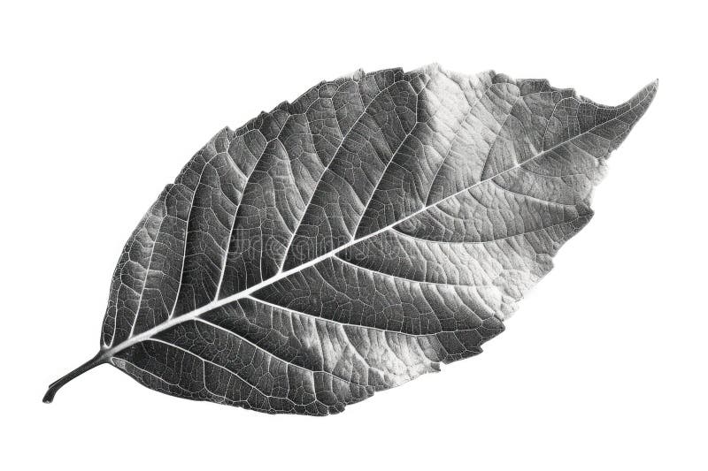 A Close-up Image of a Single Leaf in Black and White Stock Photo ...