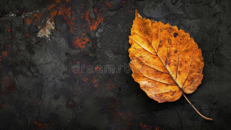 Leaf on Black Surface with Rust Stock Photo - Image of botanical, aged ...