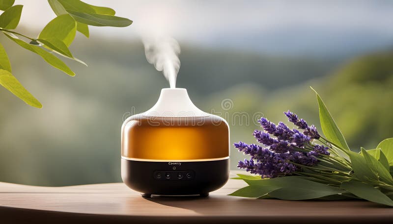 Close-up Image of a Sleek, Modern Aromatherapy Diffuser Releasing a ...
