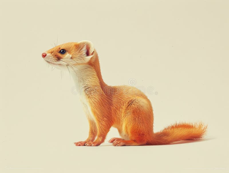 A Close-up Image of a Small, Orange and White Weasel Standing on a ...