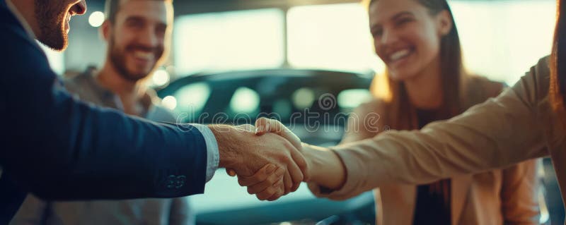 Close-up of a Smiling Couple Shaking Hands, Showing Agreement and ...