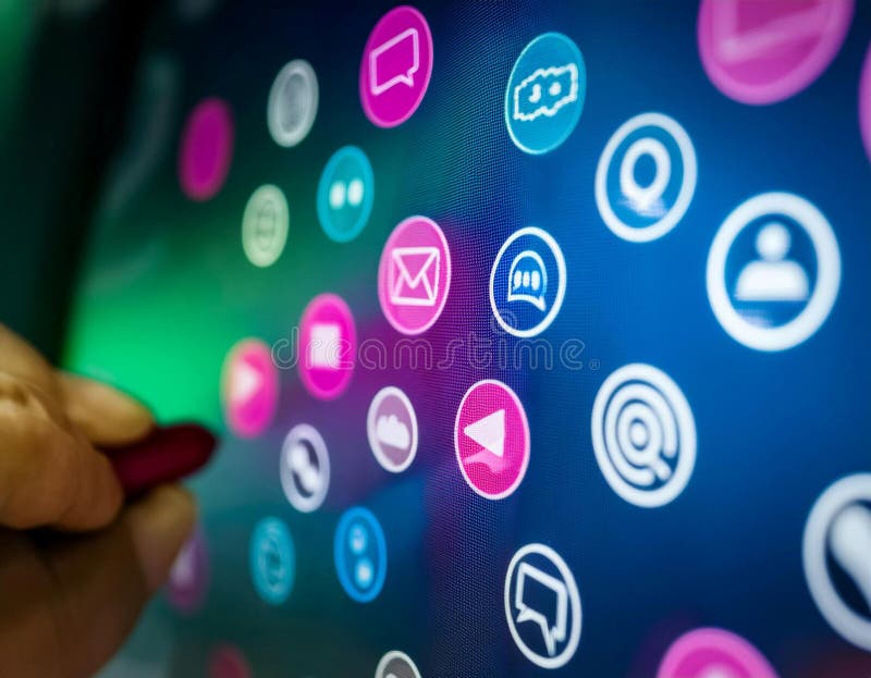 Social Media Icons on a Screen, Representing Online Interaction ...