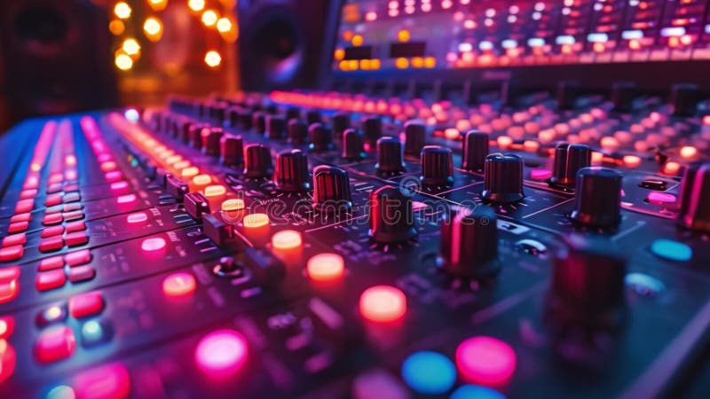 Close-up Image of a Soundboard in a Recording Studio. Podcast and ...