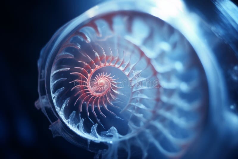 A Close Up Image of a Spiral Shell on a Dark Background Stock ...