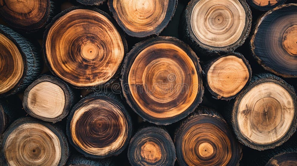 Stack of Dark Brown and Light Brown Wooden Tree Rings Close Up Texture ...