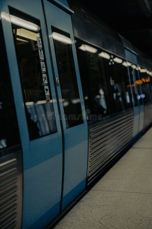 Close-up Image of a Stockholm Subway Station, Featuring a Blue Tiled ...