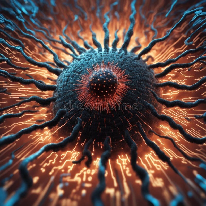 Stylized Virus Depiction in Grayscale, Perfect for Scientific and ...