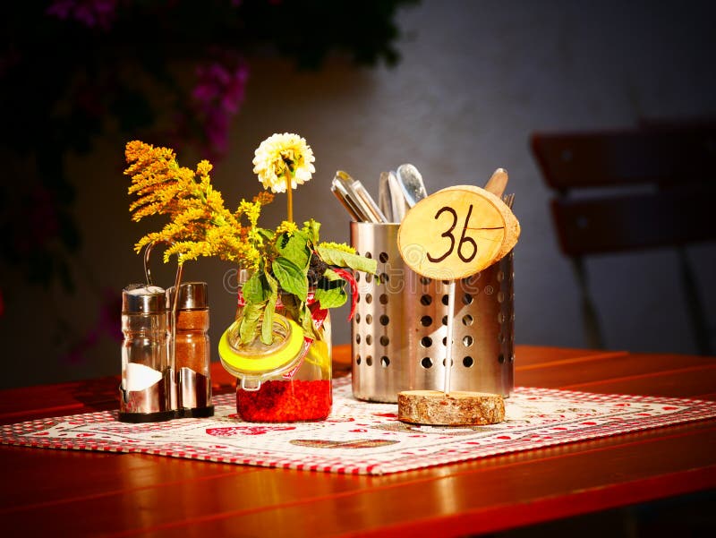 Image of a Table Setting in a German Bavarian Beergarden Stock Image ...