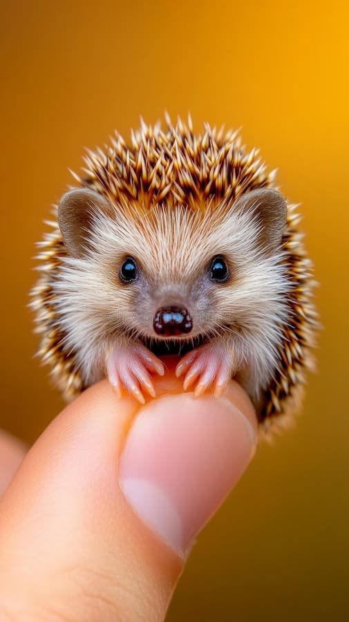 A Close-up Image of a Tiny, Adorable Hedgehog Resting on a Human ...