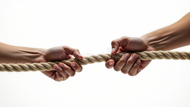 Two Hands Pulling Rope in Tug of War Concept – Teamwork, Competition ...