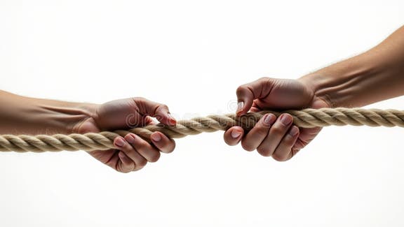 Two Hands Pulling Rope in Tug of War Concept – Teamwork, Competition ...