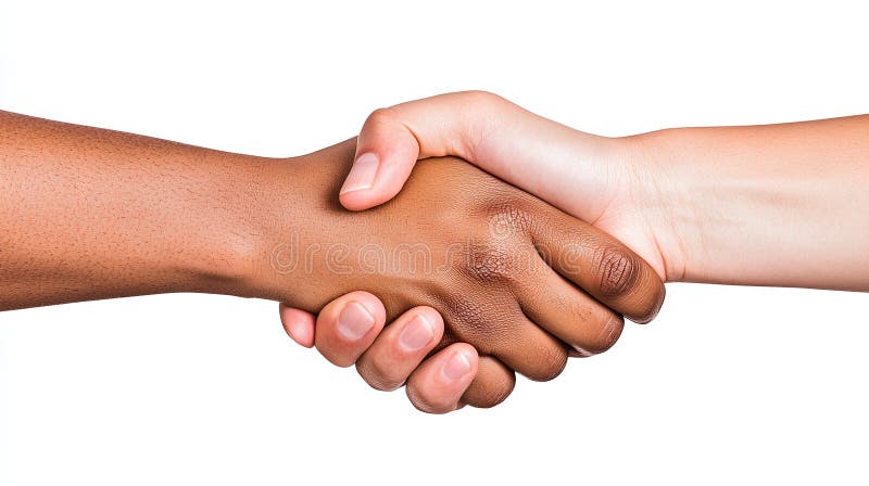 Hands Shaking in Unity and Agreement on a White Background Stock ...
