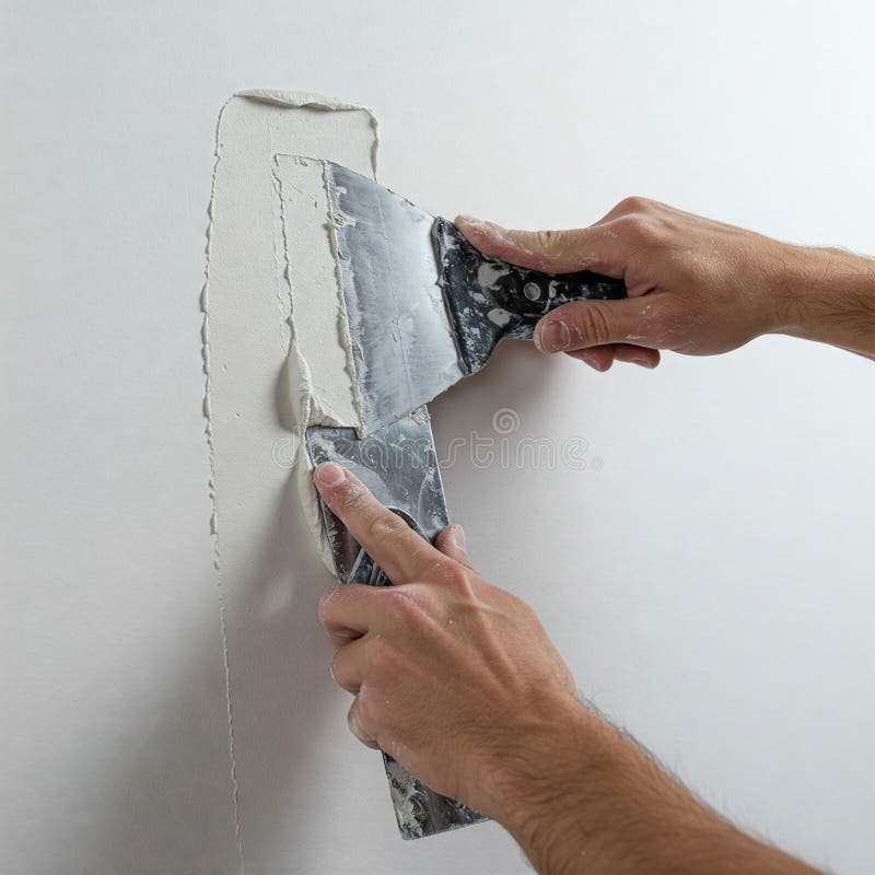 Hands Smoothing Drywall Compound with a Taping Knife Stock Illustration ...