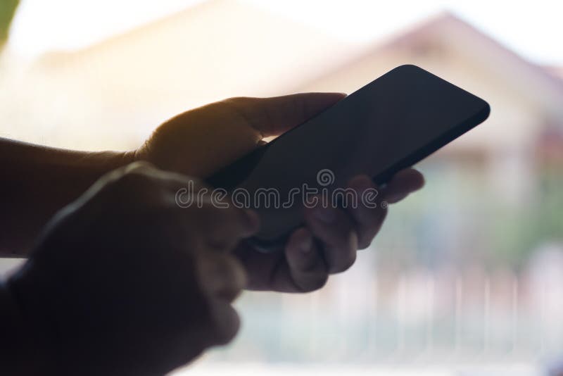 Close-up Image Using Modern Smartphone Device Social and Checking Email ...