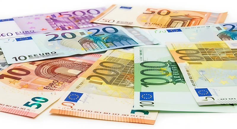 Colorful Euro Banknotes Scattered on White Background Stock ...