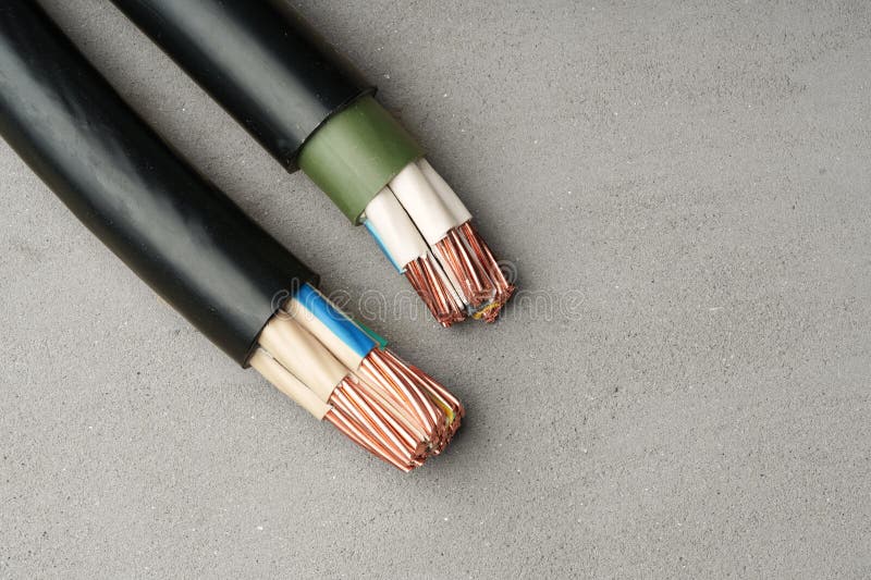 Different Types of Electrical Wires on Gray Concrete Surface Stock ...