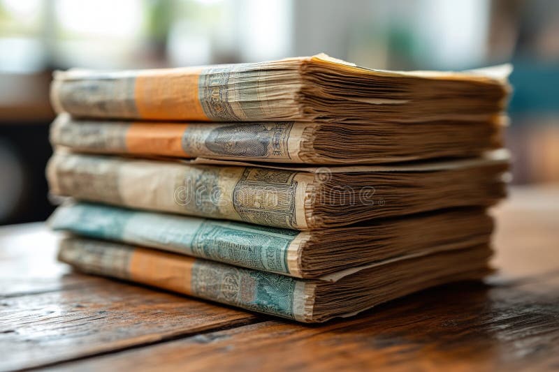 A Close-up Image of a Wad of Pound Notes Stacked Neatly Stock Photo ...