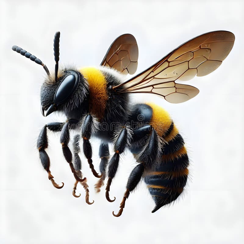 Close Up Image of Wasp Flying on White Background Stock Illustration ...