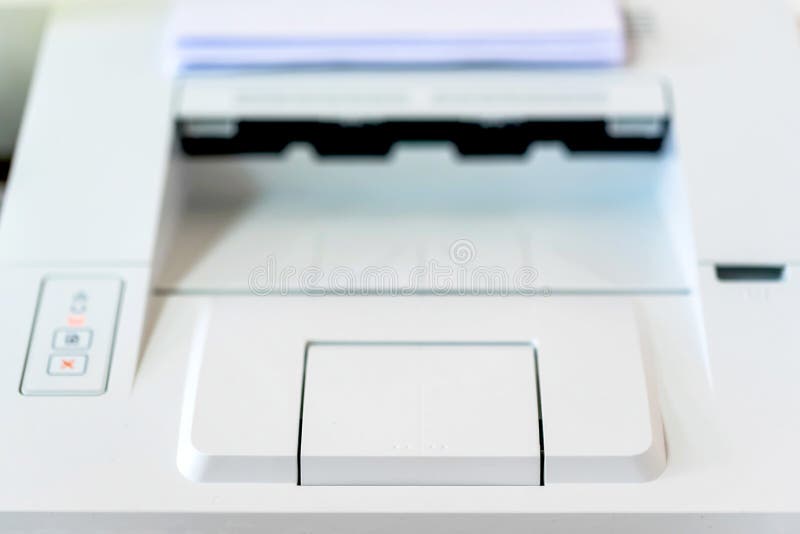 White office printer close stock photo. Image of paper - 113443744