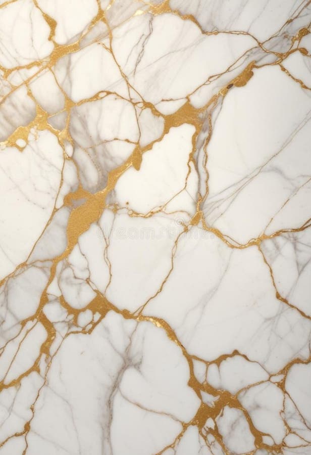 A Close-up Image of a White and Gold Marble Surface with Natural ...
