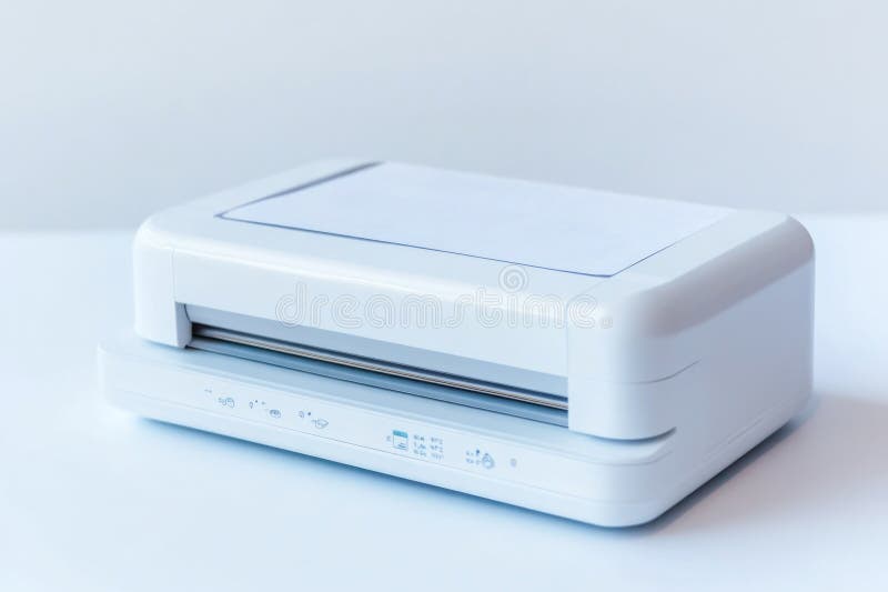 A Close-up Image of a White Printer Sitting on a Table, Ready for Use ...