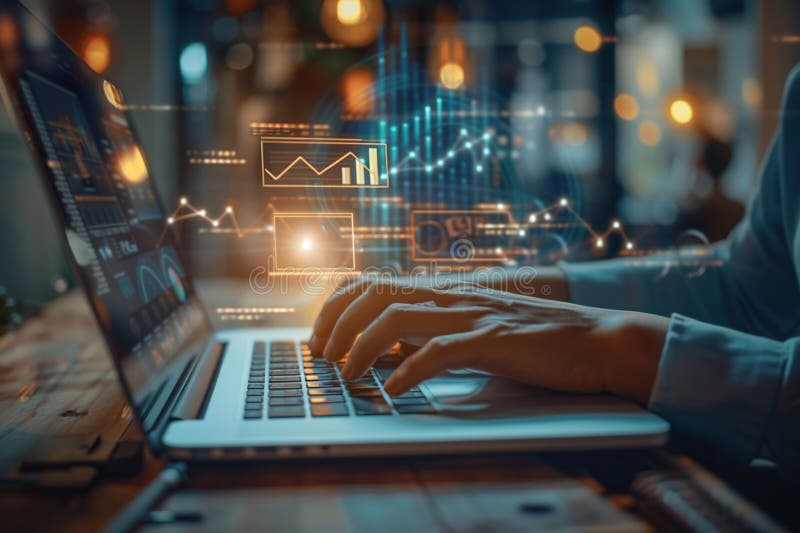 Close Up Image of Woman Hands Typing on Laptop Computer Keyboard and ...
