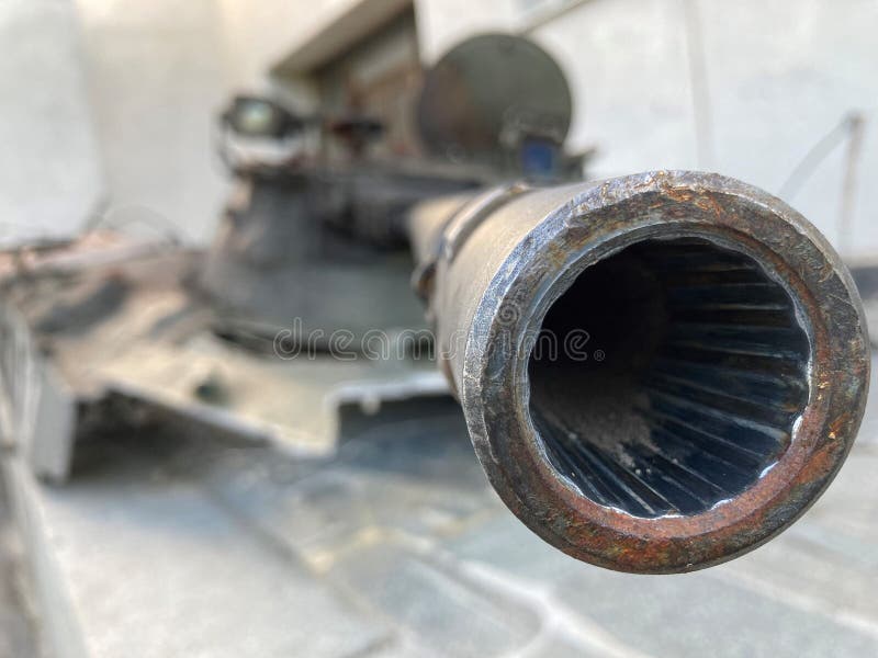 Close-up Image of a Worn, Pointed Artillery Barrel Possibly Cannon ...