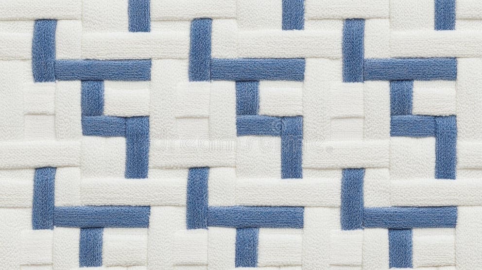 A Close-up Image of a Woven Fabric with a Repeating Pattern of Blue and ...