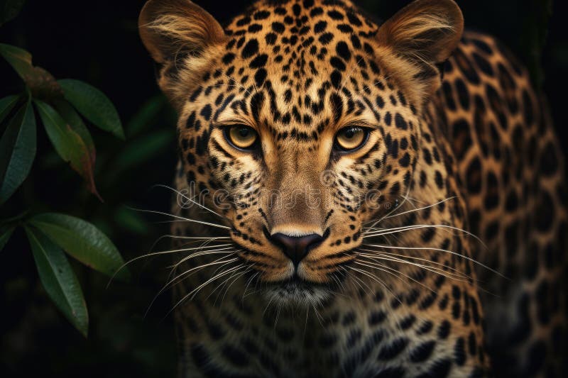 Close-up Image of Yellow Leopard with Black Spots Stock Illustration ...