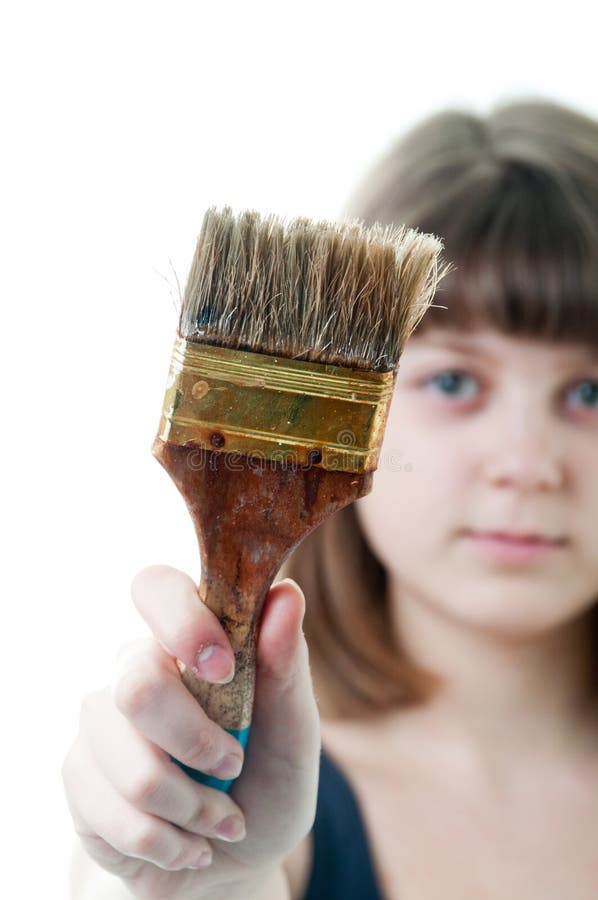 Part of girl with brush stock photo. Image of female - 110474400