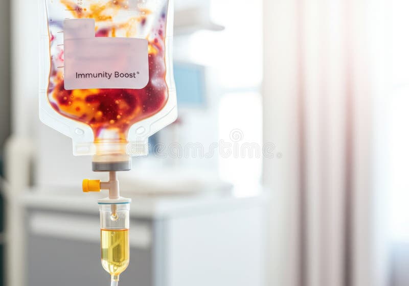 Close-up of Immunity Boost IV Drip Bag with Nutrient Solution in ...