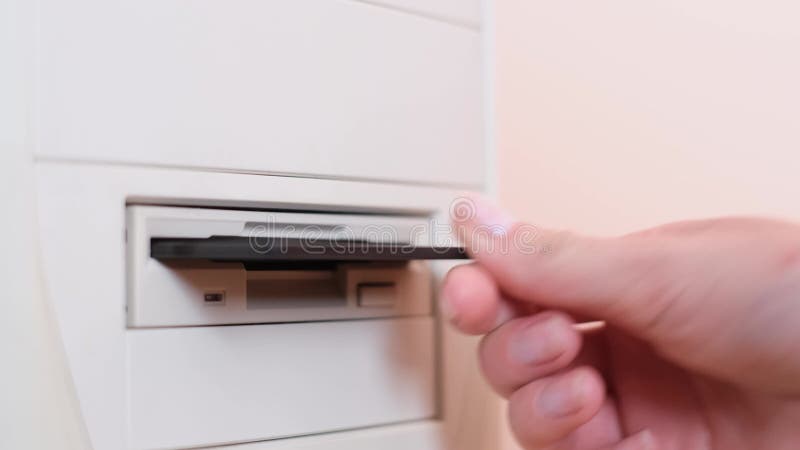 Close-up of a 3-inch Floppy Disk Inserted into the System Unit ...