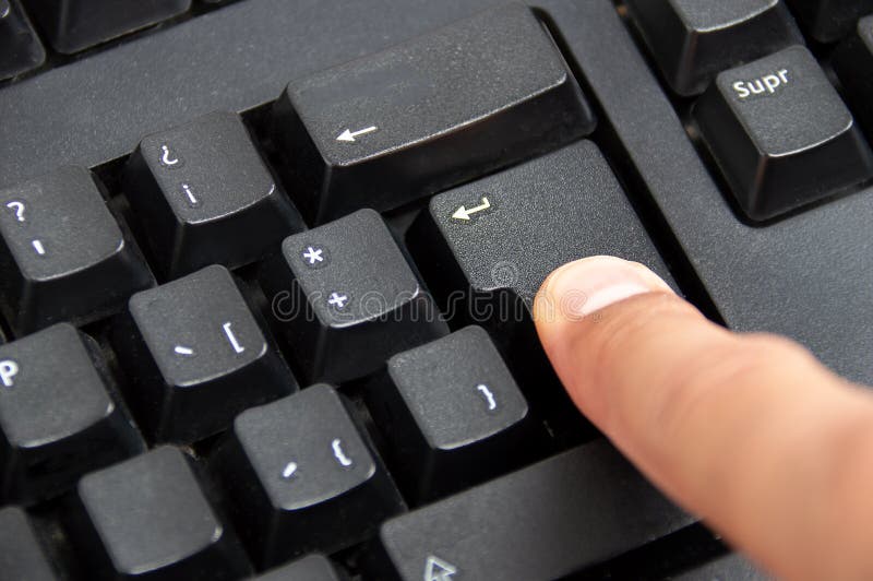 Index Finger Presses the Enter Stock Photo - Image of organization ...