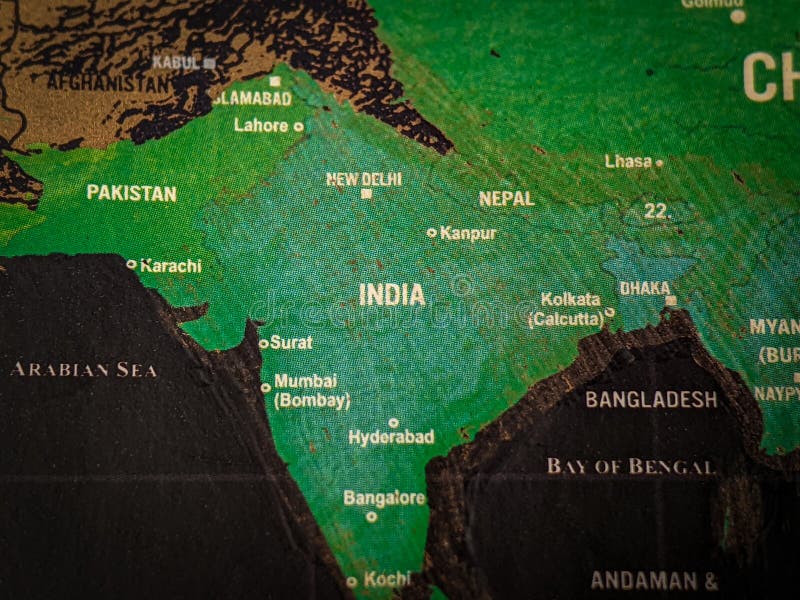 Close Up of a INDIA Word on a World Map. Stock Photo - Image of india ...