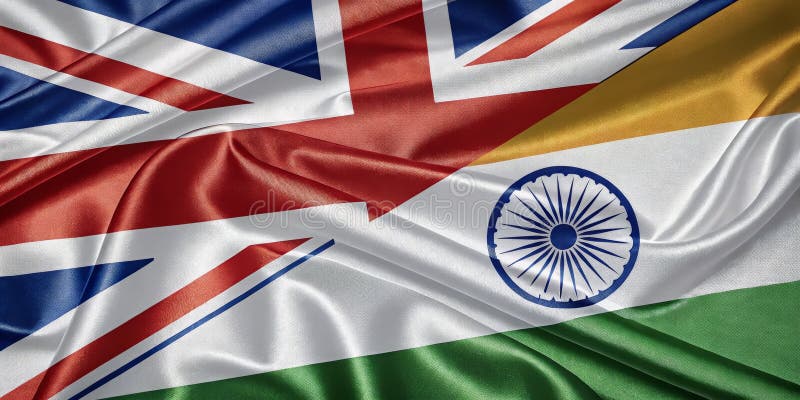 Close-Up of Indian and British Flag Combination Representing Unity and ...