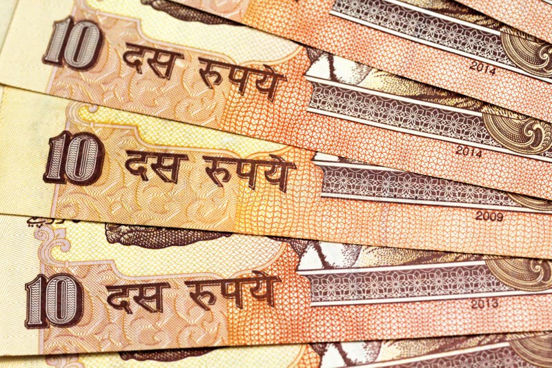 A Close Up of Indian 10 Rupee Bank Notes Stock Image - Image of concept ...