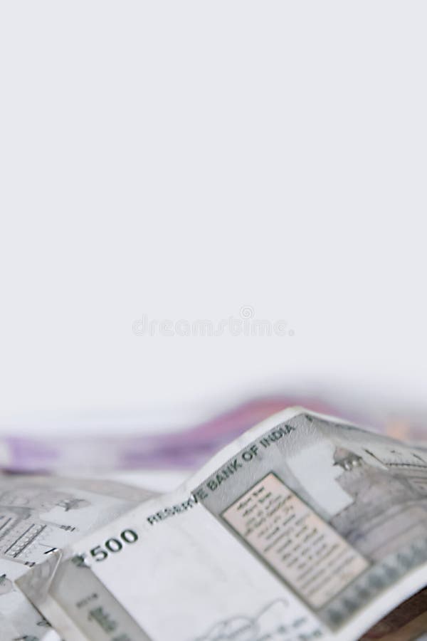 Close Up of Indian 500 Rupee Notes, White Background with Space for ...