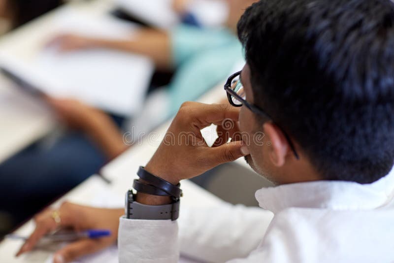 Close Up of Indian Student at University Lecture Stock Photo - Image of ...