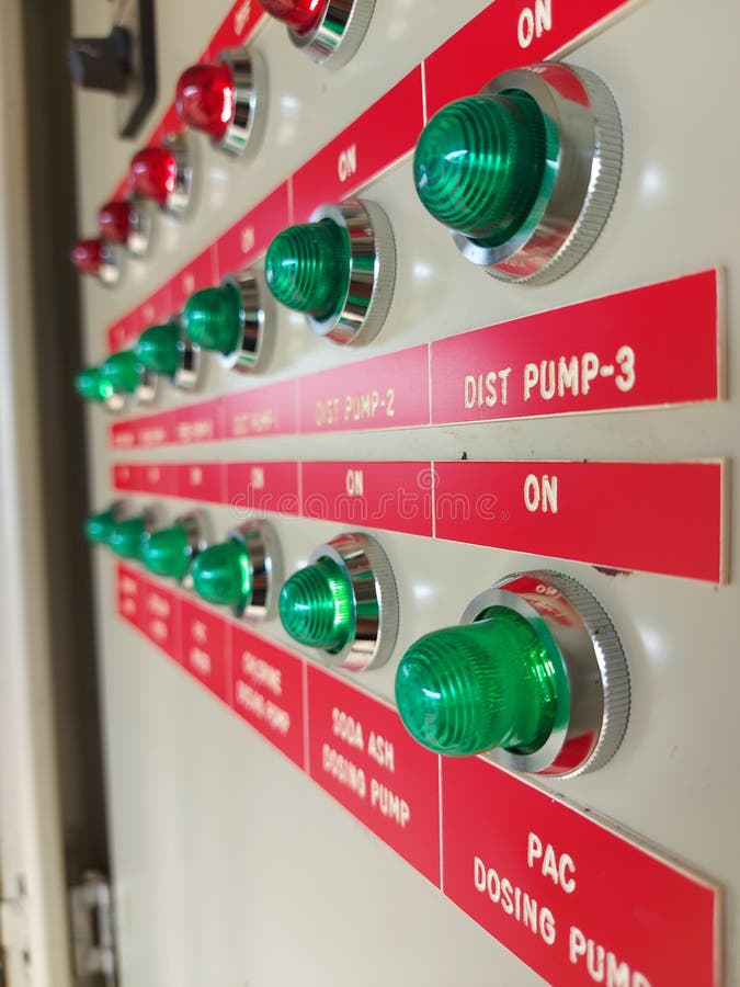 Close-up of an Indicator Light Mounted on a Control Panel Door with ...
