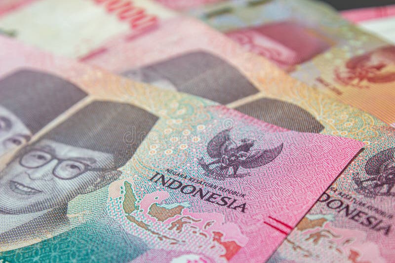 Close-up of Indonesian Rupiah Banknotes Showing Security Features and ...