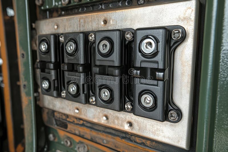 Close-up of Industrial Battery Pack Modules in Metal Housing Stock ...