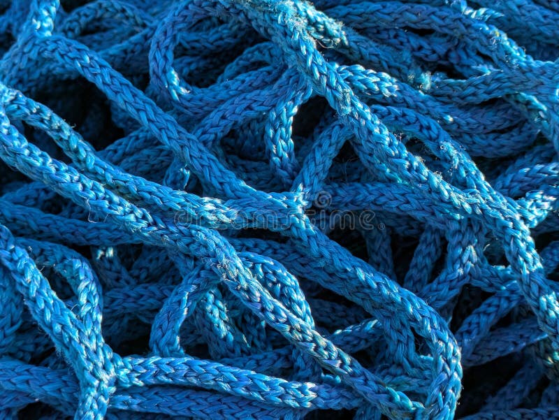 Close Up of Industrial Blue Construction Rope Thick and Abstract Stock ...