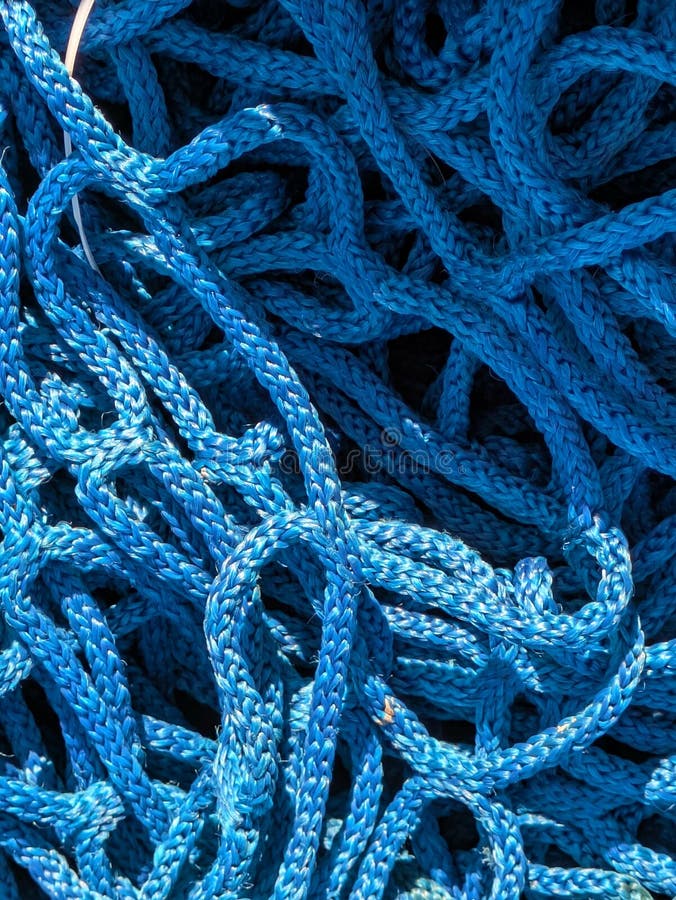 Close Up of Industrial Blue Construction Rope Thick and Abstract Stock ...