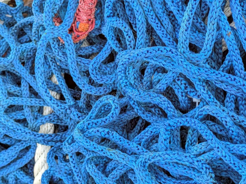 Close Up of Industrial Blue Construction Rope Thick and Abstract Stock ...