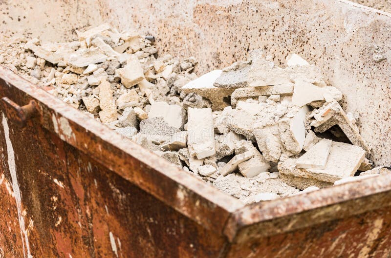Construction Site, Container with Building Rubble Stock Photo - Image ...
