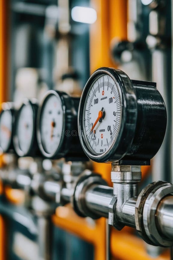 Close-up of Industrial Gauges Stock Photo - Image of monitoring ...