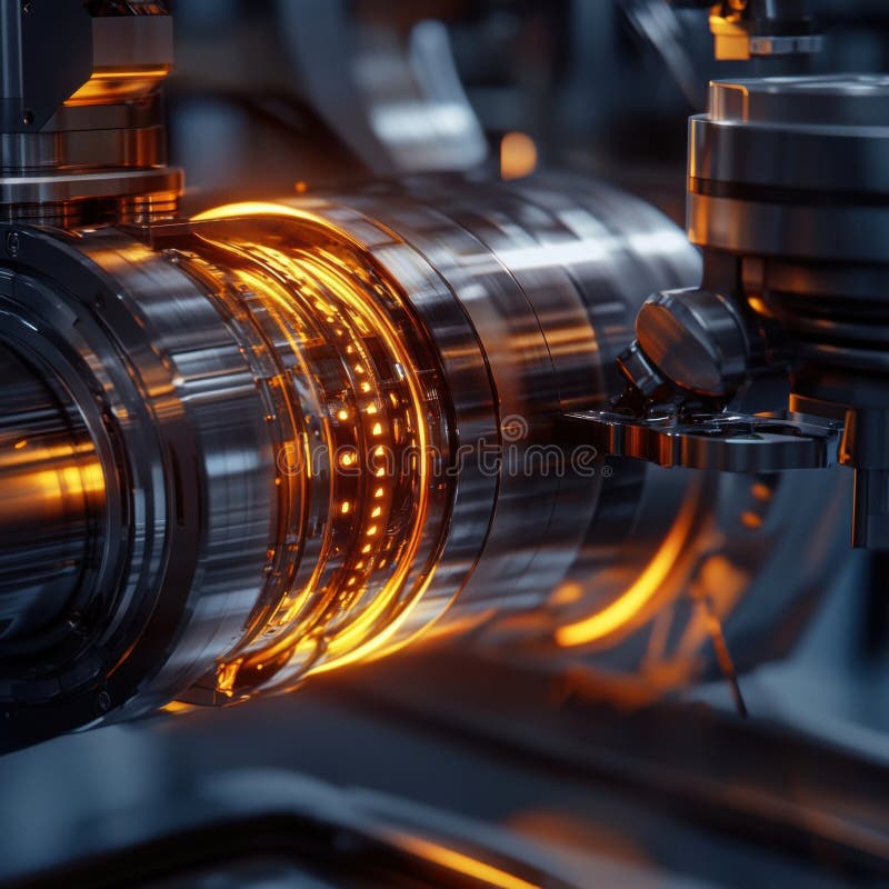 Close-up of Industrial Machine Component with Illuminated Elements ...